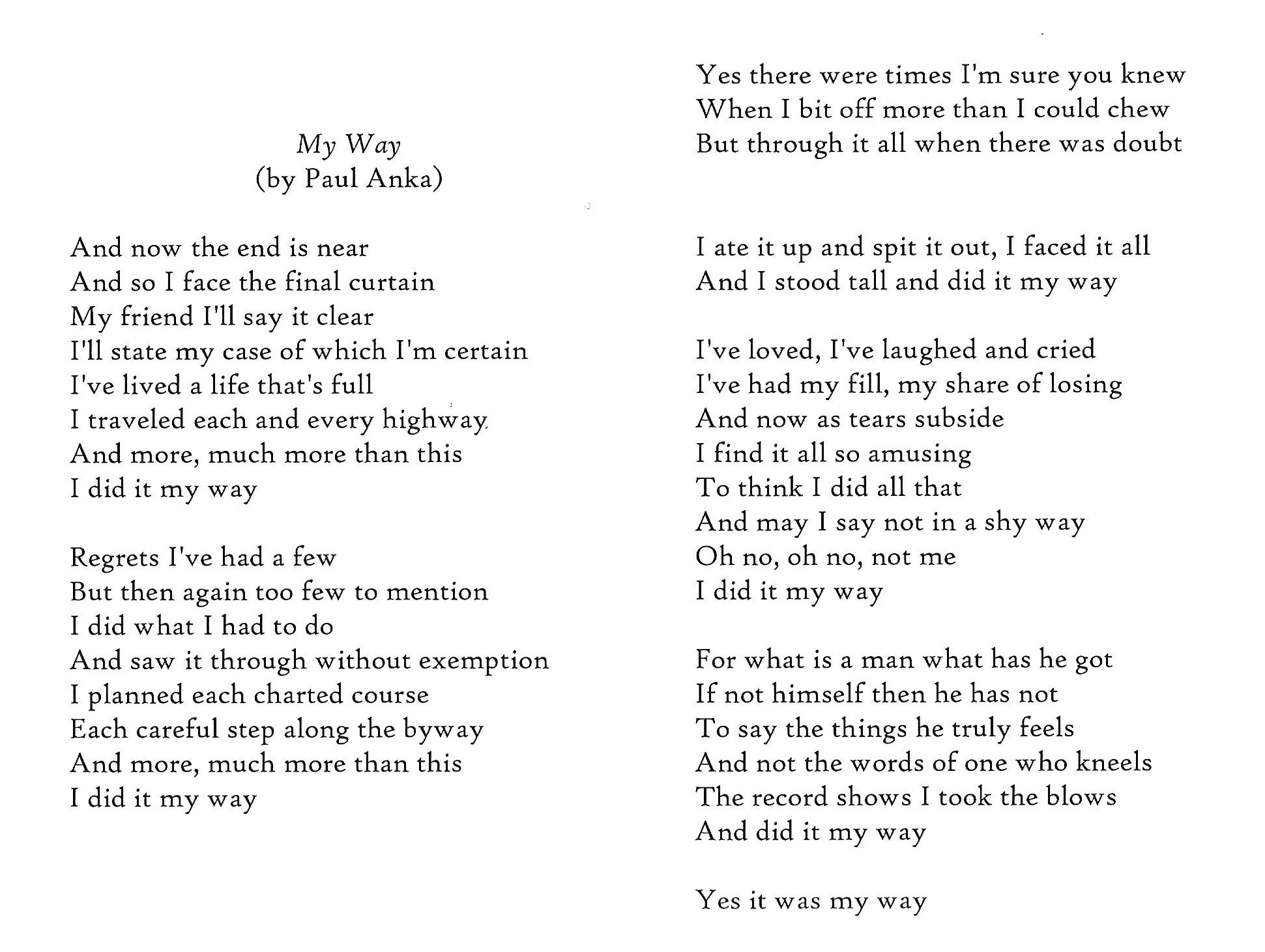 I did it my way – Hospice Chaplaincy